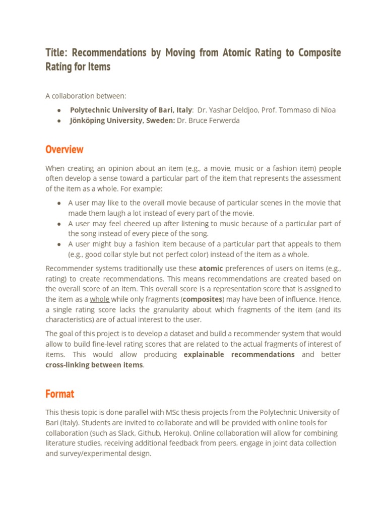 Thesis Bari Explainable Recommendation | PDF