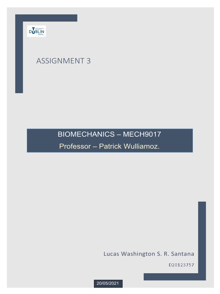 Assignment 3: Biomechanics - Mech9017 | PDF | Heart | Electrocardiography