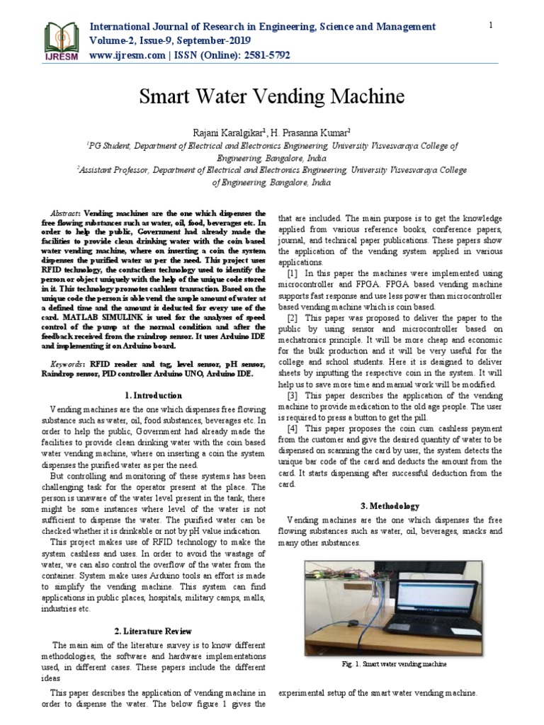 Smart Water Vending Machine | PDF | Vending Machine | Ph
