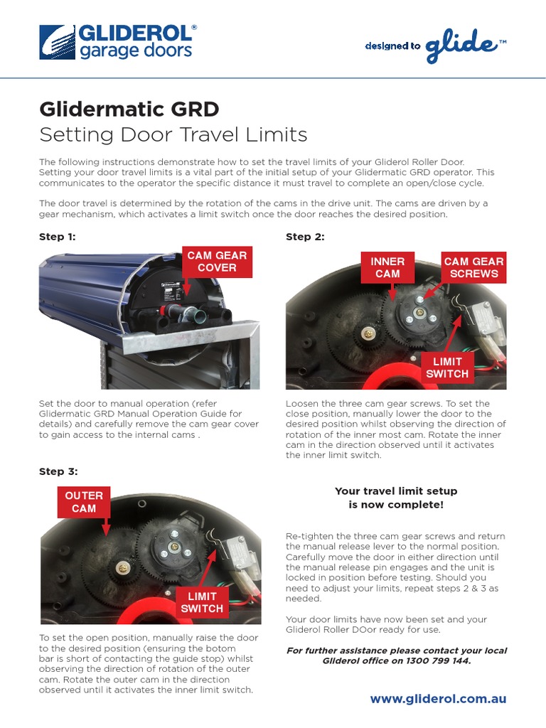 Glidermatic GRD Setting Door Travel Limits | PDF | Gear | Switch
