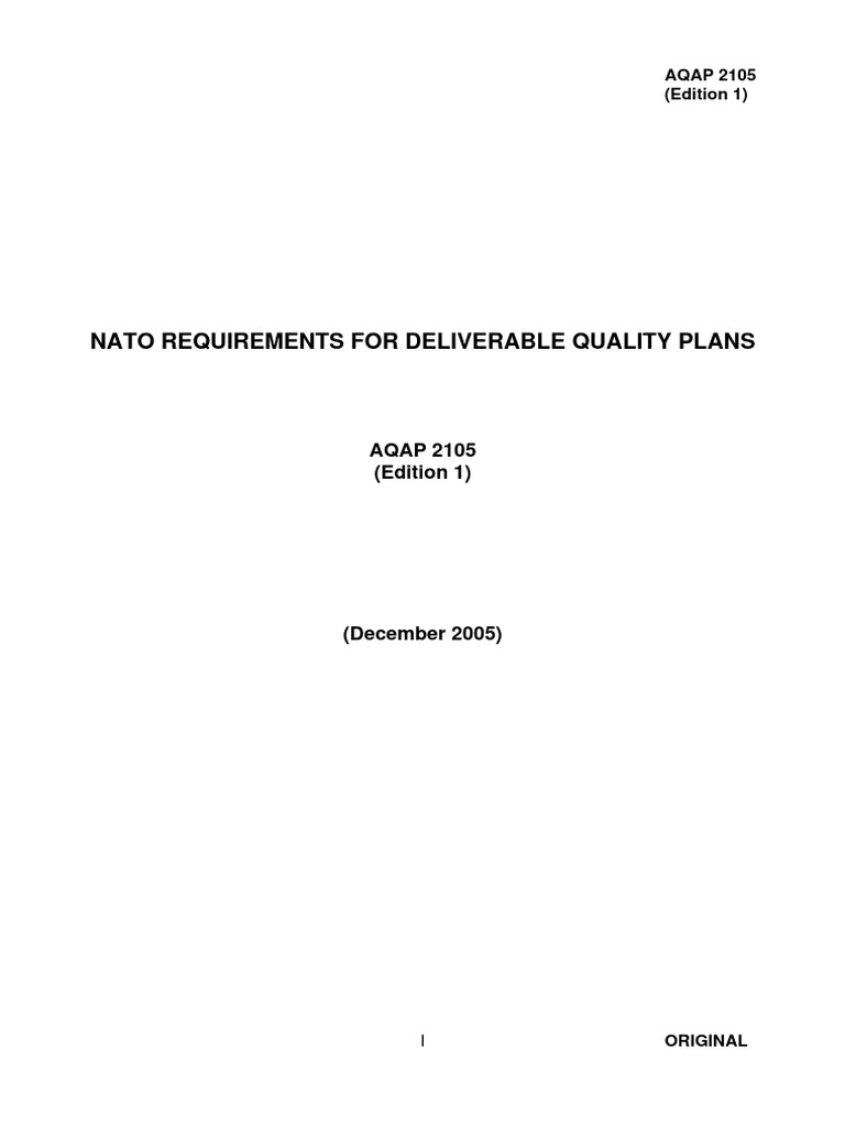 AQAP-2105 (E) (NATO Req For Quality Plans) | PDF | Quality Assurance ...