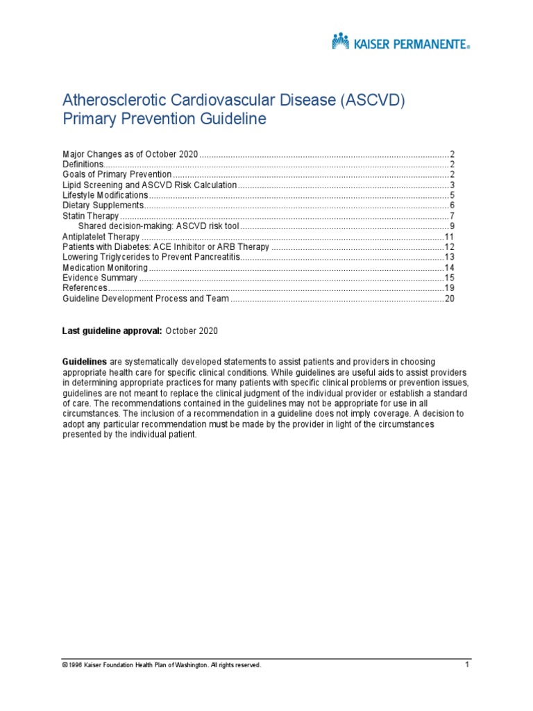Atherosclerotic Cardiovascular Disease (ASCVD) Primary Prevention ...