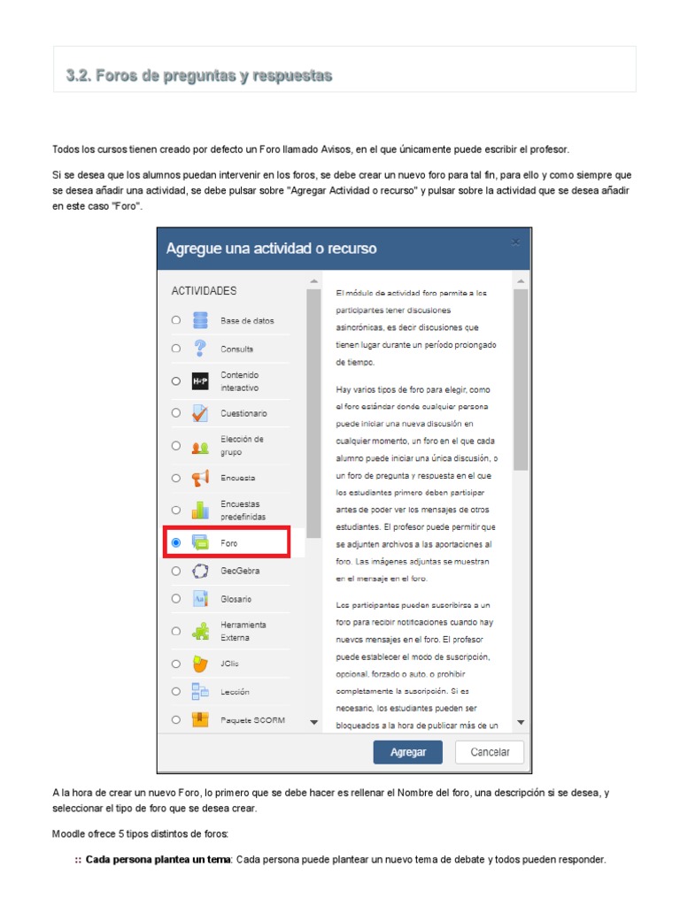 3.2. Foros de Preguntas y Respuestas | PDF | Foro de Internet | Moodle