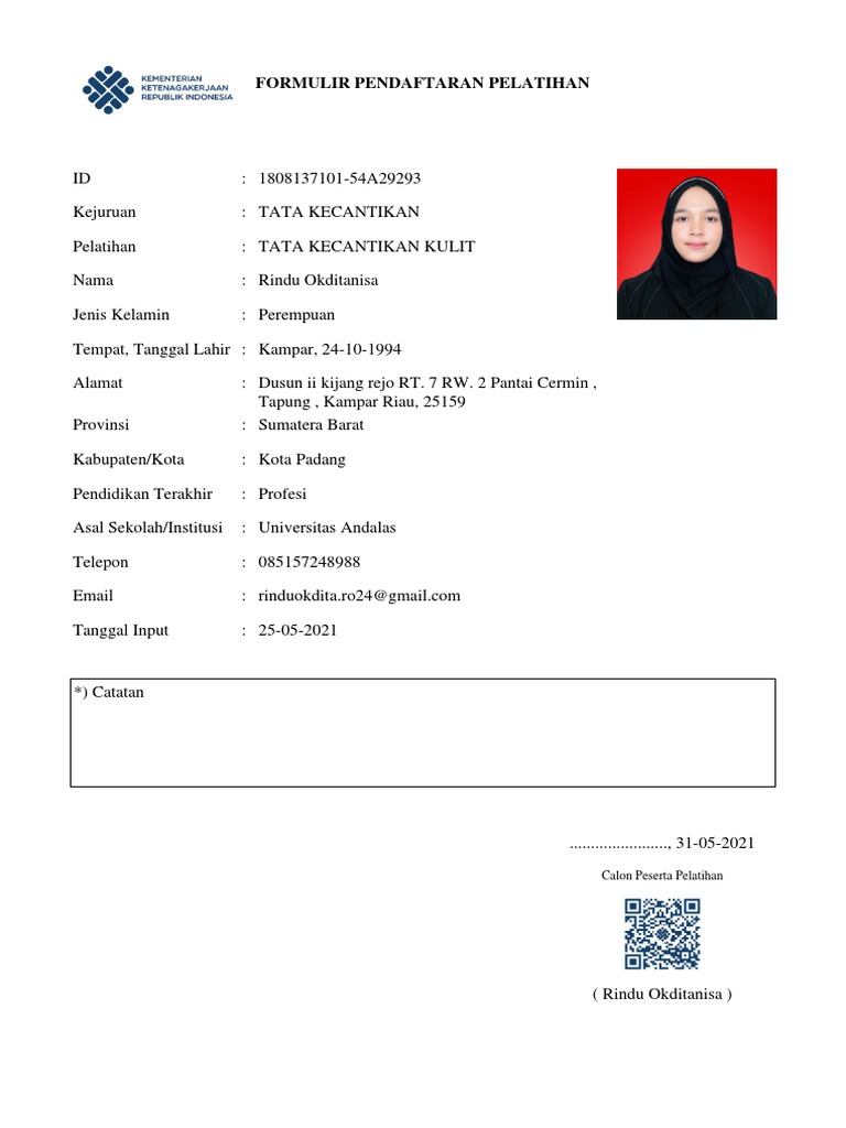 Training Registration Form Pdf