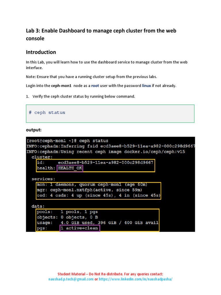 Enable Ceph Dashboard Management | PDF | Command Line Interface | Password