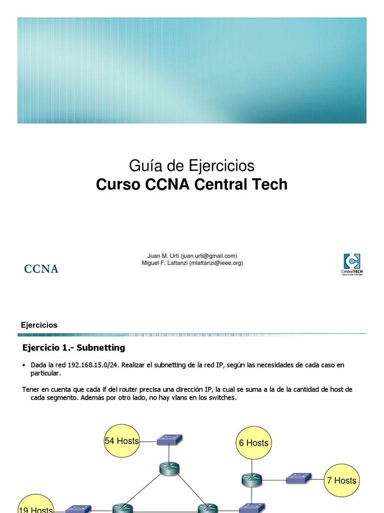 Guia de Ejercicios | PDF | Dirección IP | Enrutador (Computación)