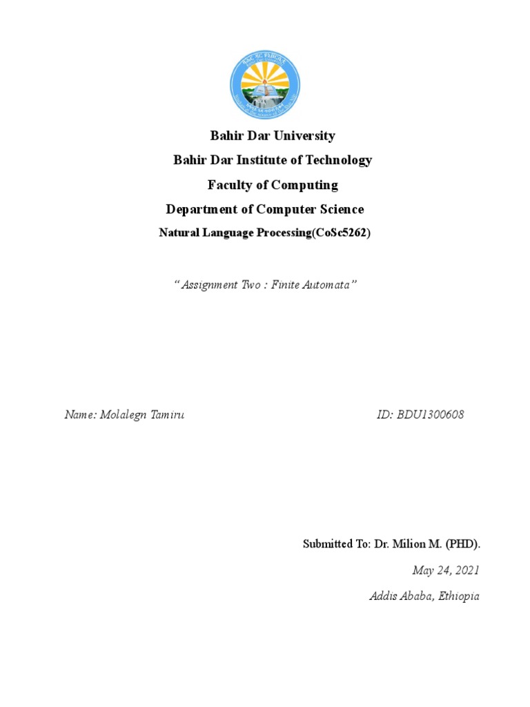 Assignment 2 Finite Automata Pdf Computational Science Algorithms 4957