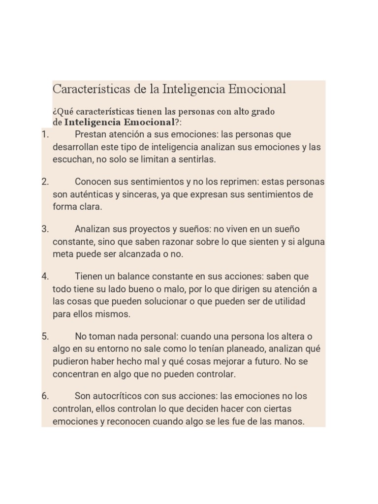 Características De La Inteligencia Emocional Descargar Gratis Pdf