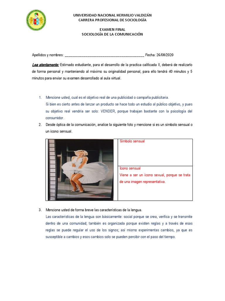 Examen Final Soc Comunicación 2020 | PDF | Publicidad | Comunicación