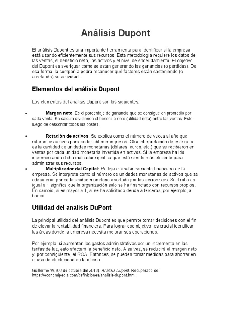 Análisis Dupont | PDF