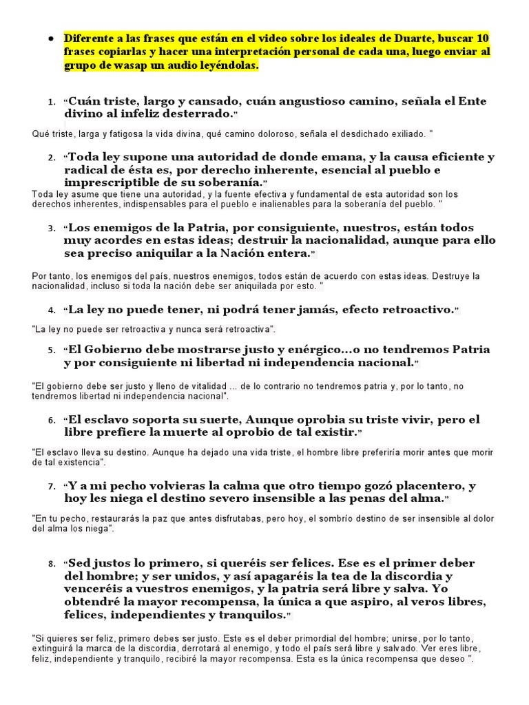 10 frases de Duarte | PDF