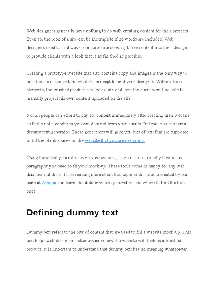 Defining Dummy Text: Website That You Are Designing | PDF