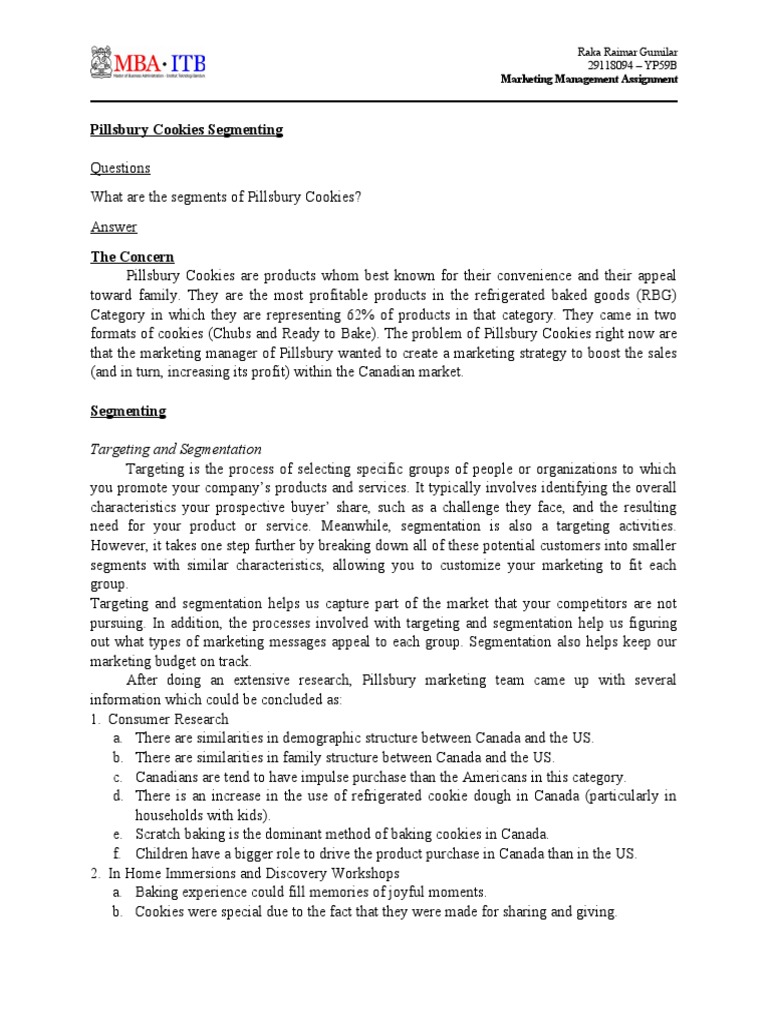 Assignment - (6A) Pilsbury Cookies Segment | PDF | Market Segmentation ...