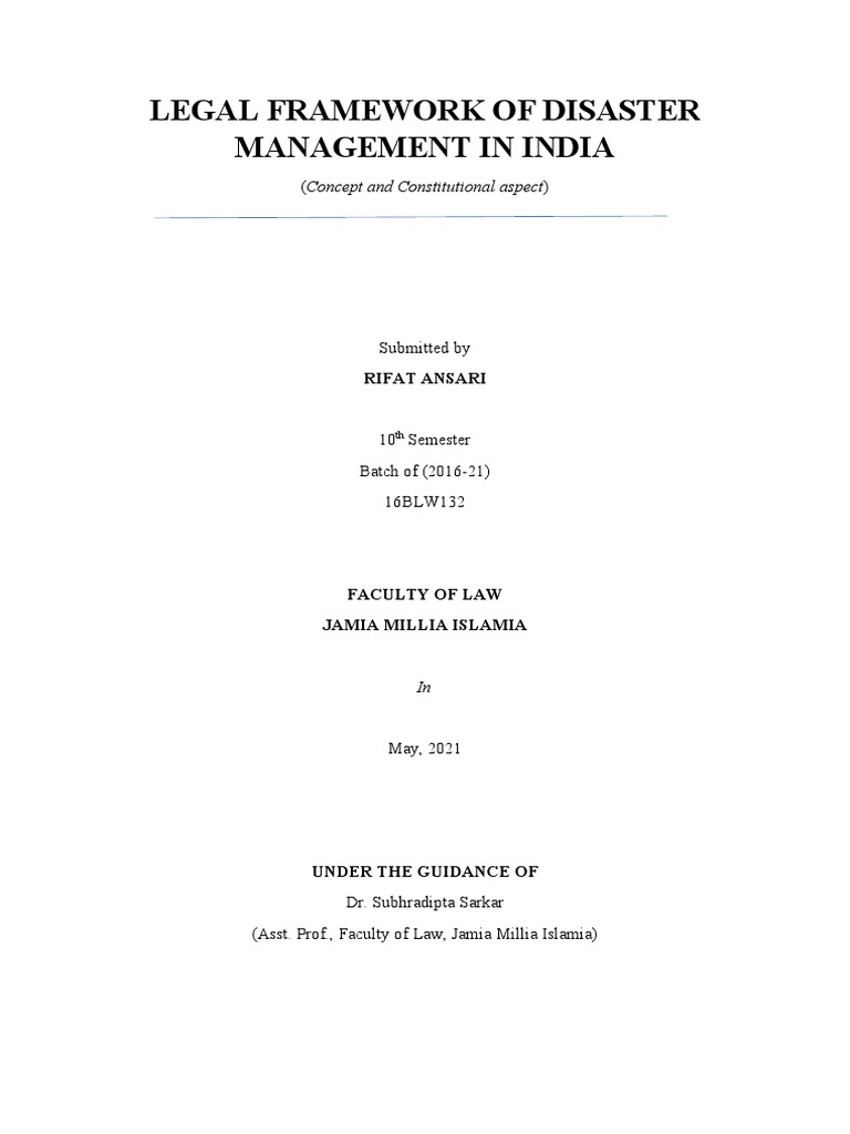 Disaster Management Project | PDF | Emergency Management | Constitution