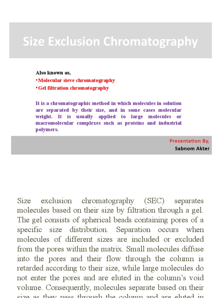 Size Exclusion Chromatography | PDF