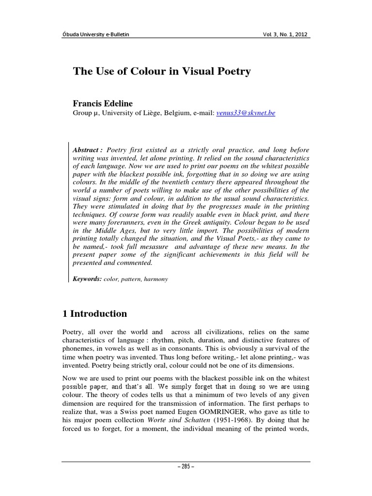 Colour in Visual Poetry | PDF | Poetry | Color