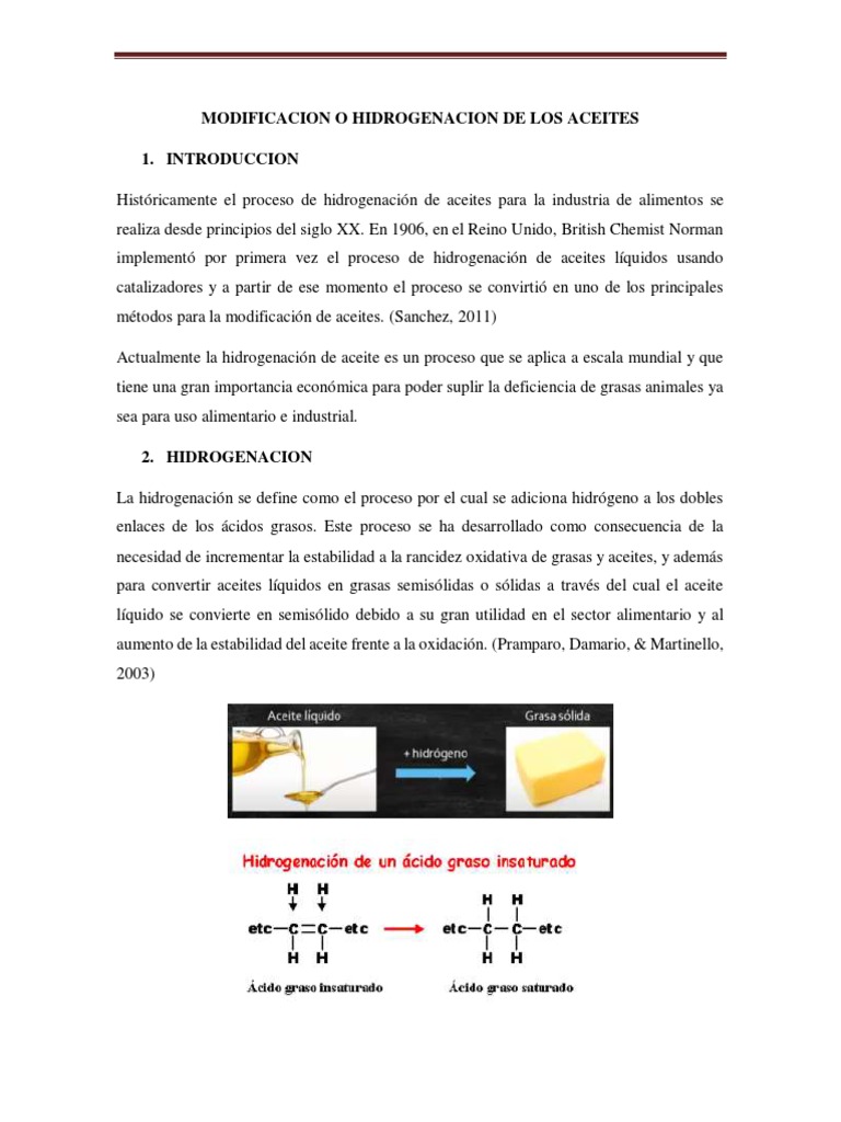 Tema 2 HIDROGENACION DE ACEITE Conv PDF | PDF | Hidrogenación | Catálisis