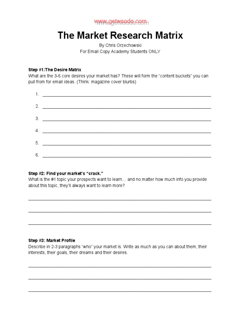 Module 1 - The Market Research Matrix Worksheet | Download Free PDF ...