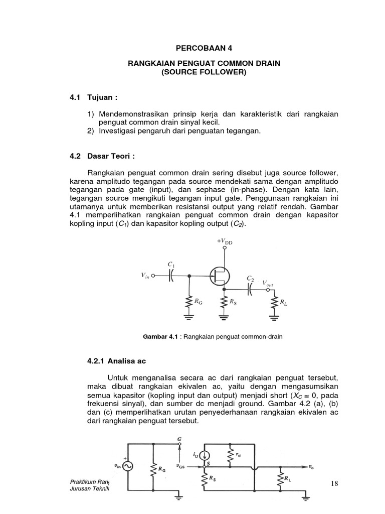 Perc - 4 Rangkaian Penguat Common Drain (Source Follower) | PDF