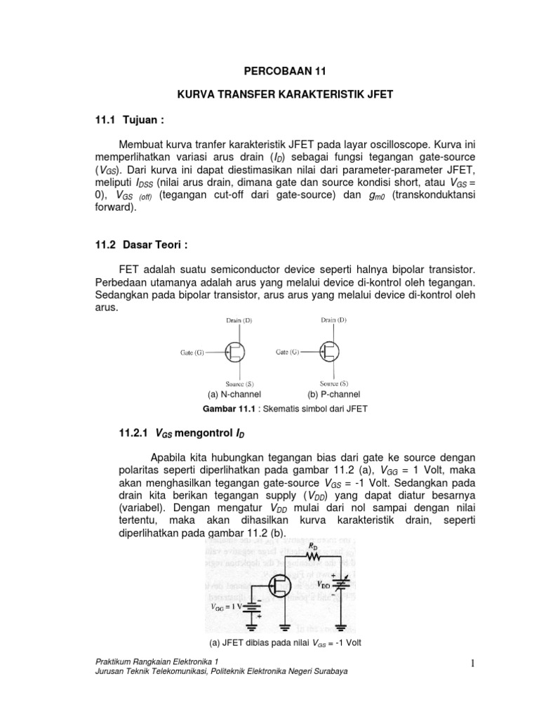 Perc - 11 Transfer Karakteristik JFET | PDF