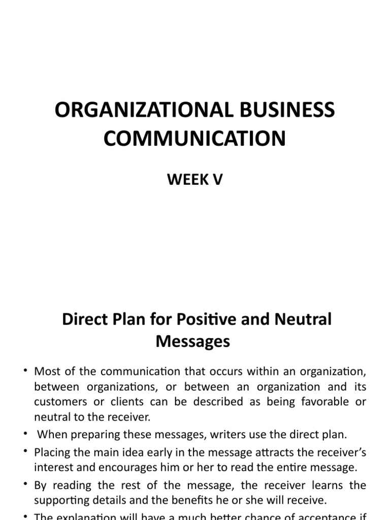 Organizational Business Communication: Week V | PDF | Information ...