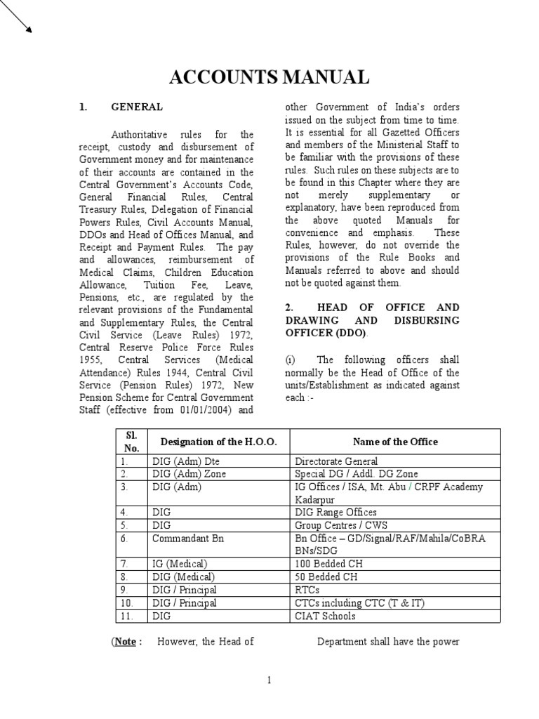 CRPF Accounts Manual Overview | PDF | Cheque | Payments