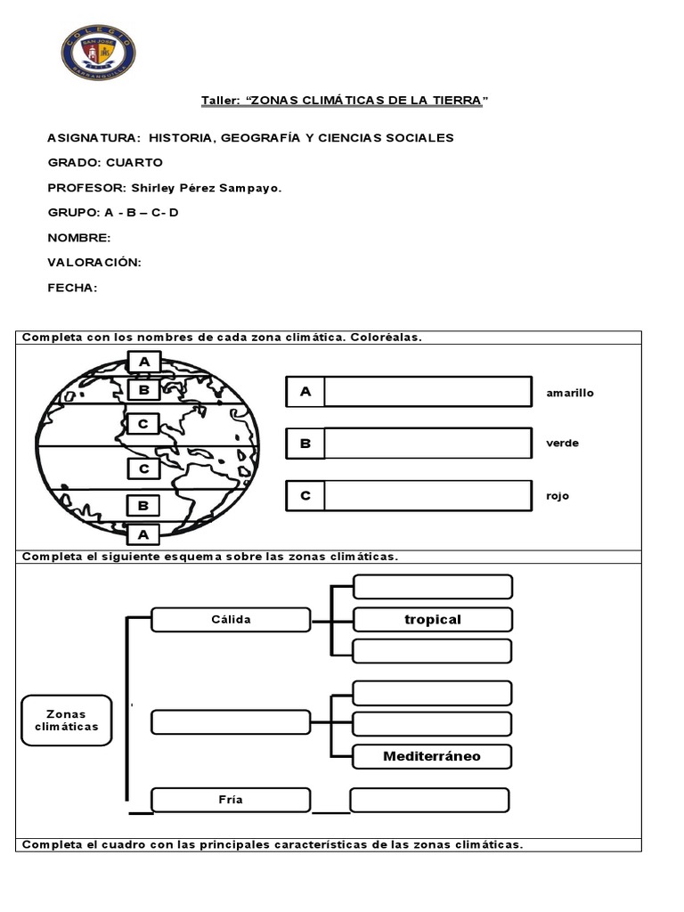 Taller Zonas-Climaticas-de-La-Tierra-1 | PDF | Clima templado | Clima