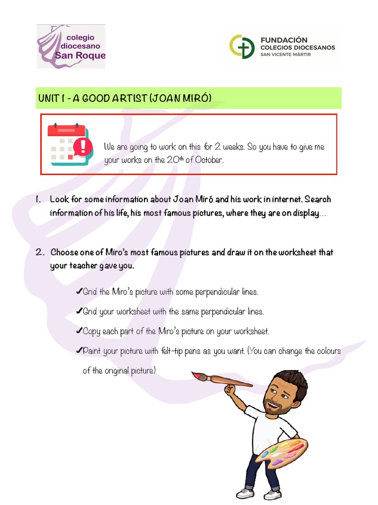 Unit 1 - A Good Artist (Joan Miró) | PDF | Games & Activities | Art