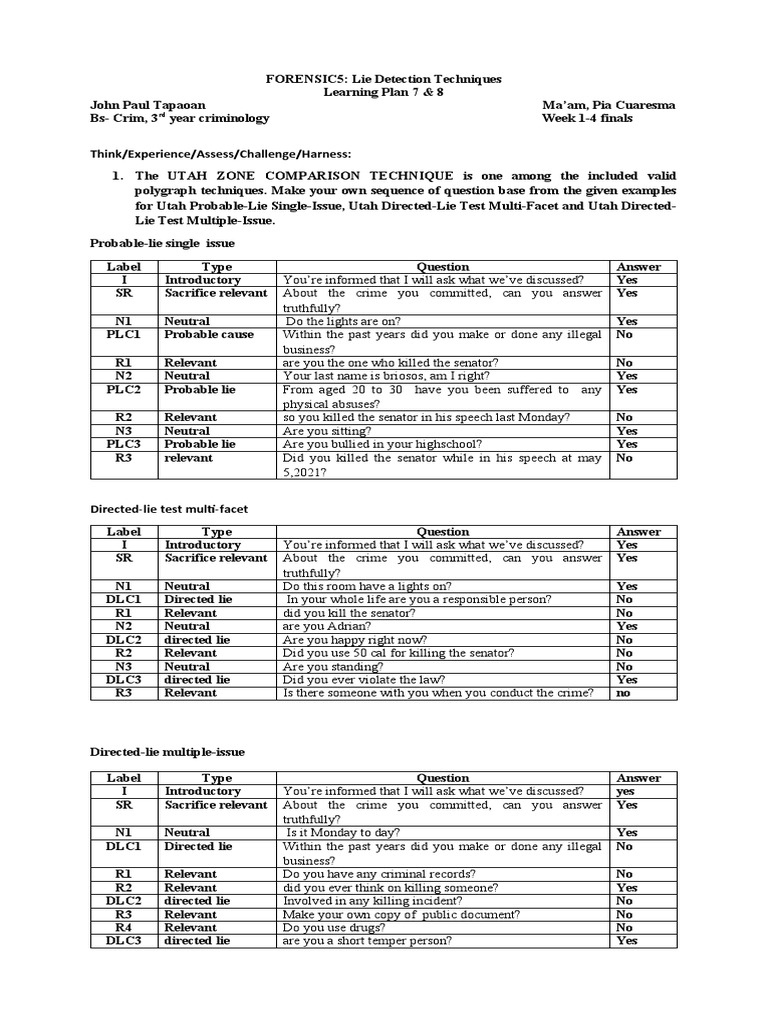 Forensic5 Finals | PDF | Polygraph | Crime & Violence
