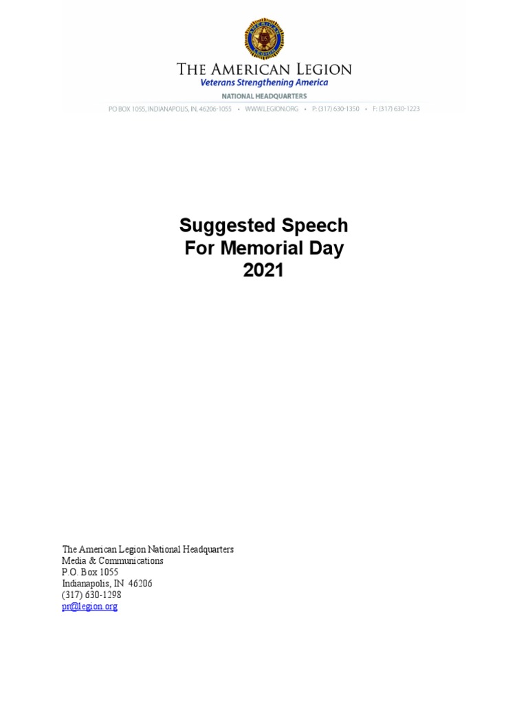 Memorial Day Speech 2021 | Download Free PDF | Gulf War | Military