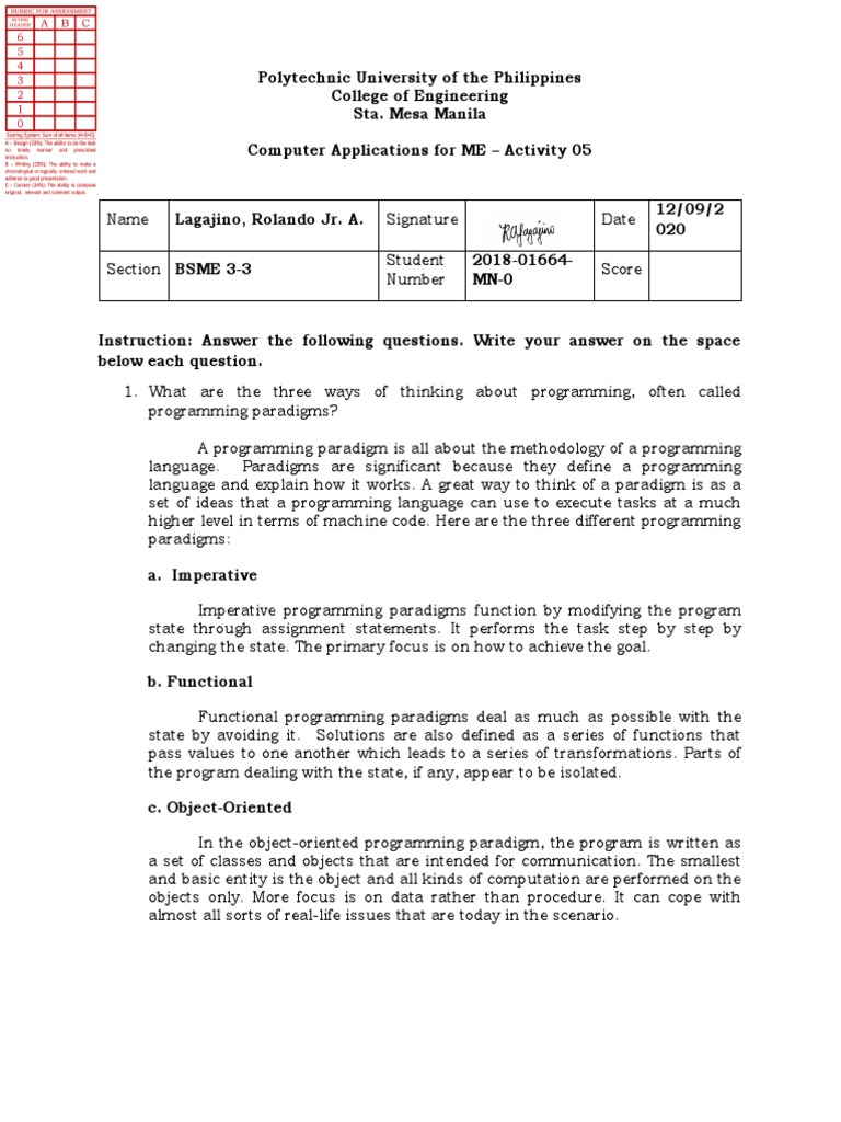 Act05 Bsme33 Ca23 | PDF | Programming Paradigms | Computer Program