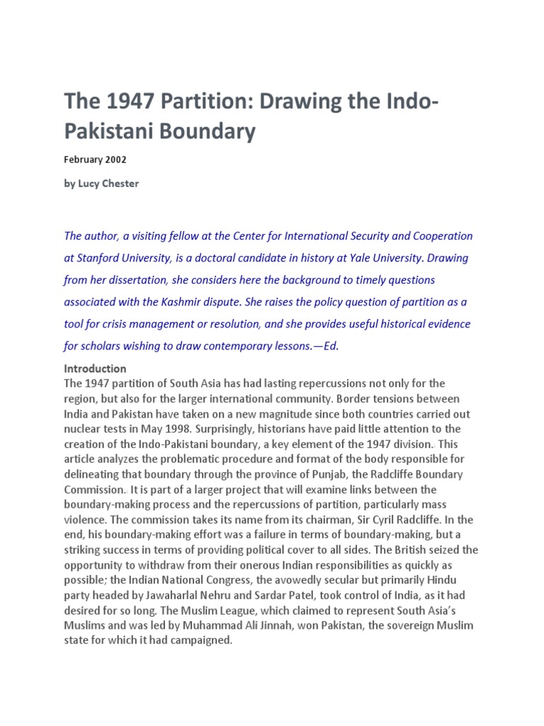 The 1947 Partition | PDF | Partition Of India | Muhammad Ali Jinnah