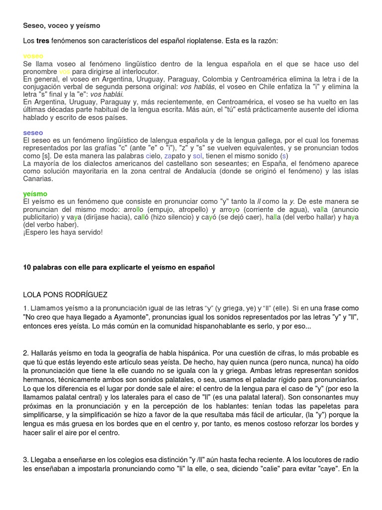 Yeísmo | PDF | Escritura latina | Comunicación humana
