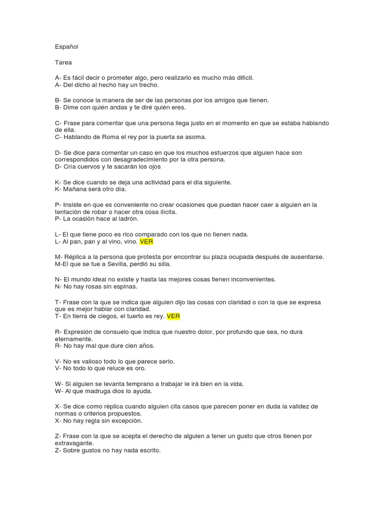 Tarea Refranes | PDF