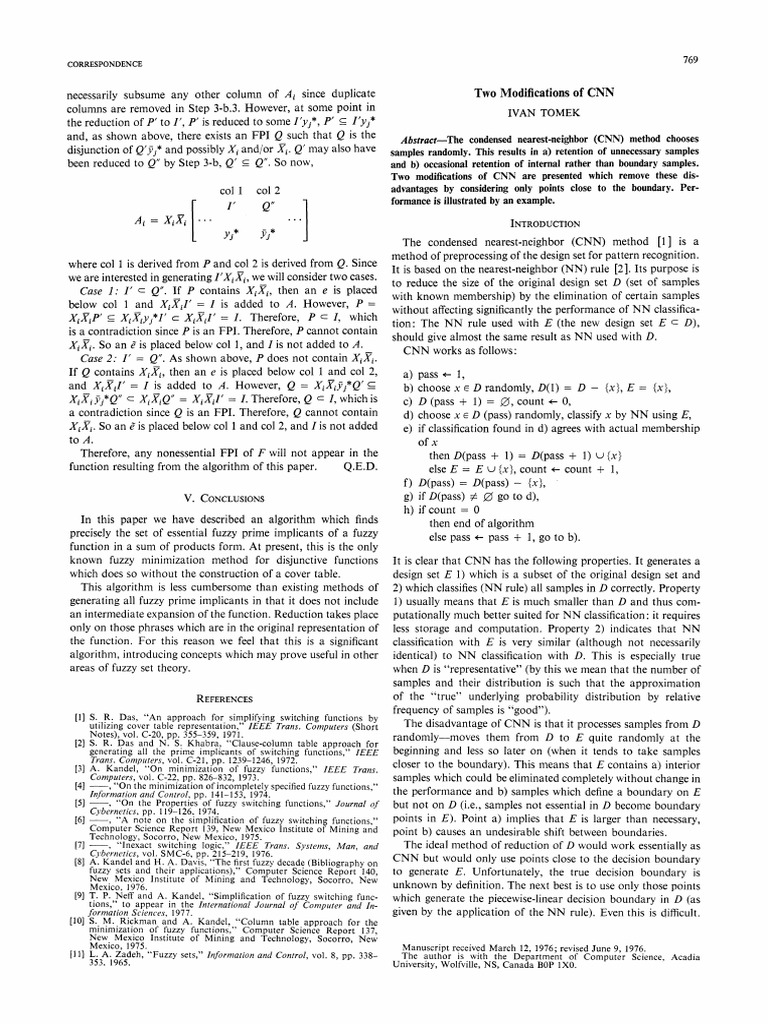 Two Modifications of the Condensed Nearest Neighbor Method to Improve ...