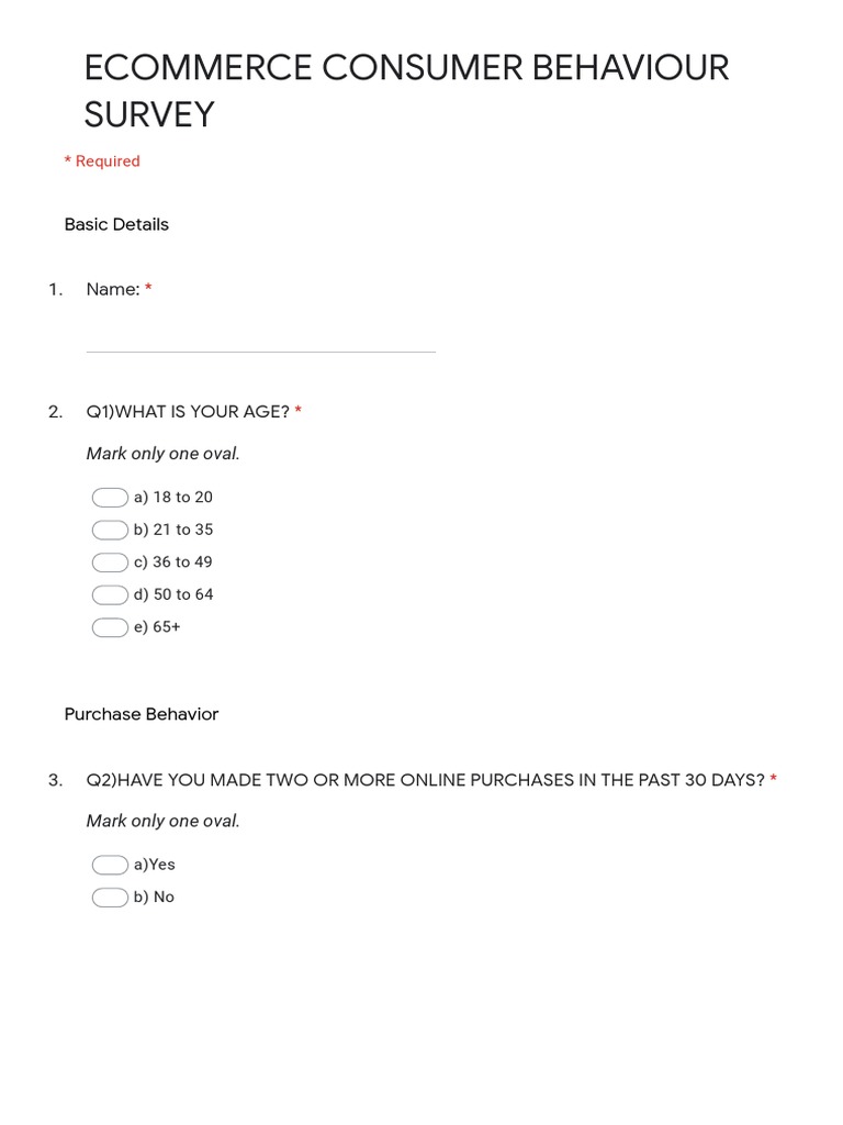 Ecommerce Consumer Behaviour Survey - Google Forms | PDF | Online ...