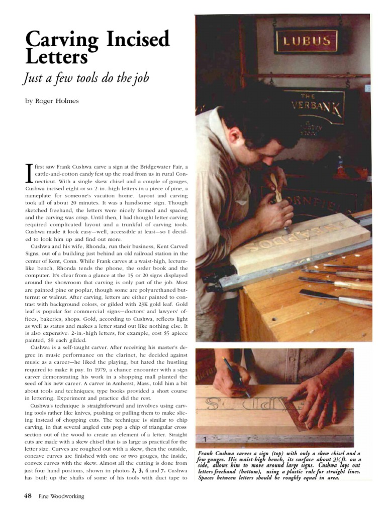 Incised Letter Carving Techniques | PDF | Wood Carving | Crafts & Hobbies