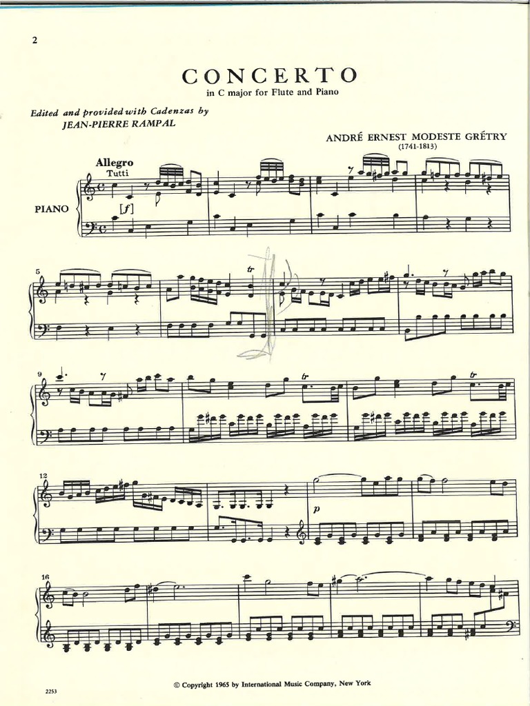 Grétry - Flute Concerto in C Major | PDF