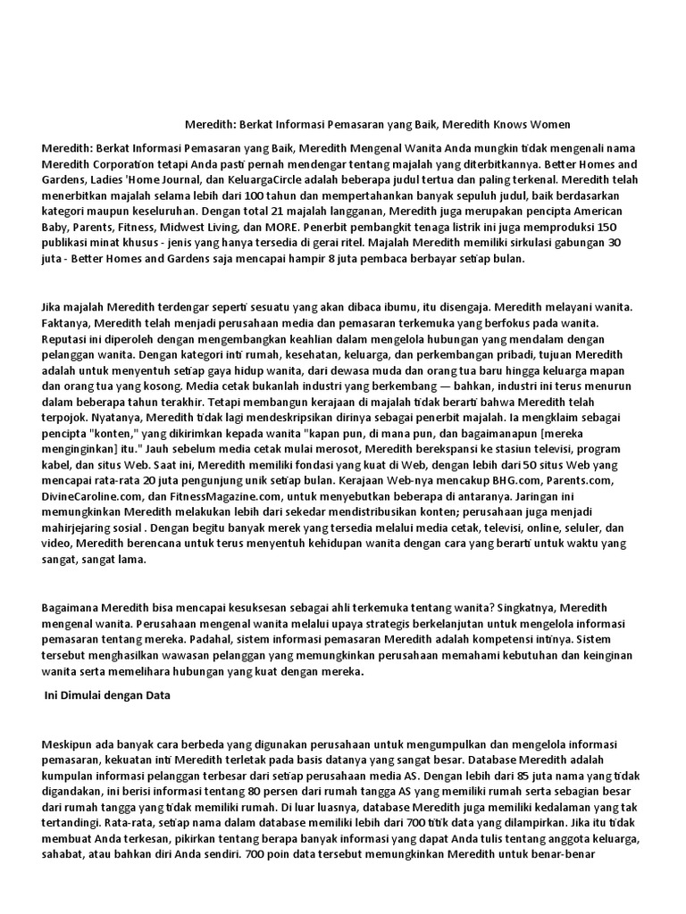 Meredith | PDF | Karier & Perkembangan | Bisnis