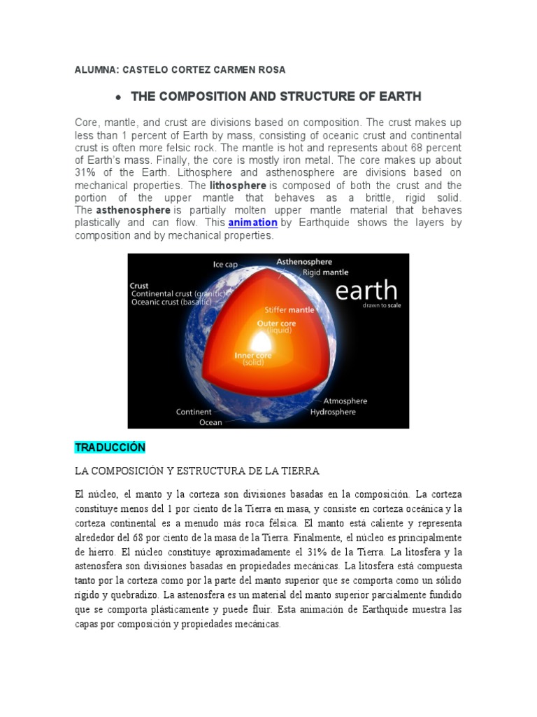 THE COMPOSITION AND STRUCTURE OF EARTH - HECHOdocx | PDF | Convection ...
