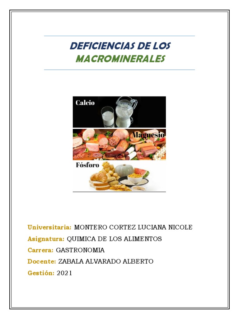 Deficiencias de Los Macrominerales | PDF | Calcio | Alimentos