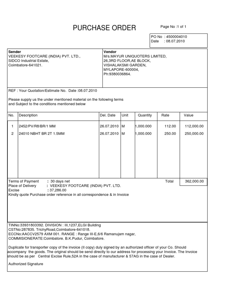 Purchase Order