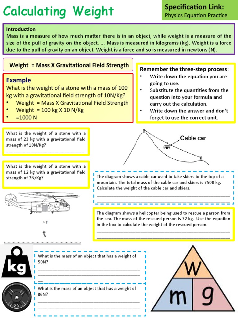 Calculating Weight | PDF | Weight | Mass