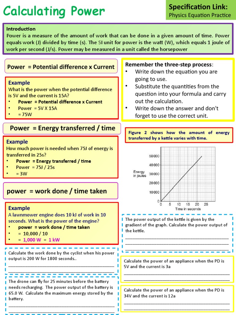 Calculating Power | PDF | Power (Physics) | Watt