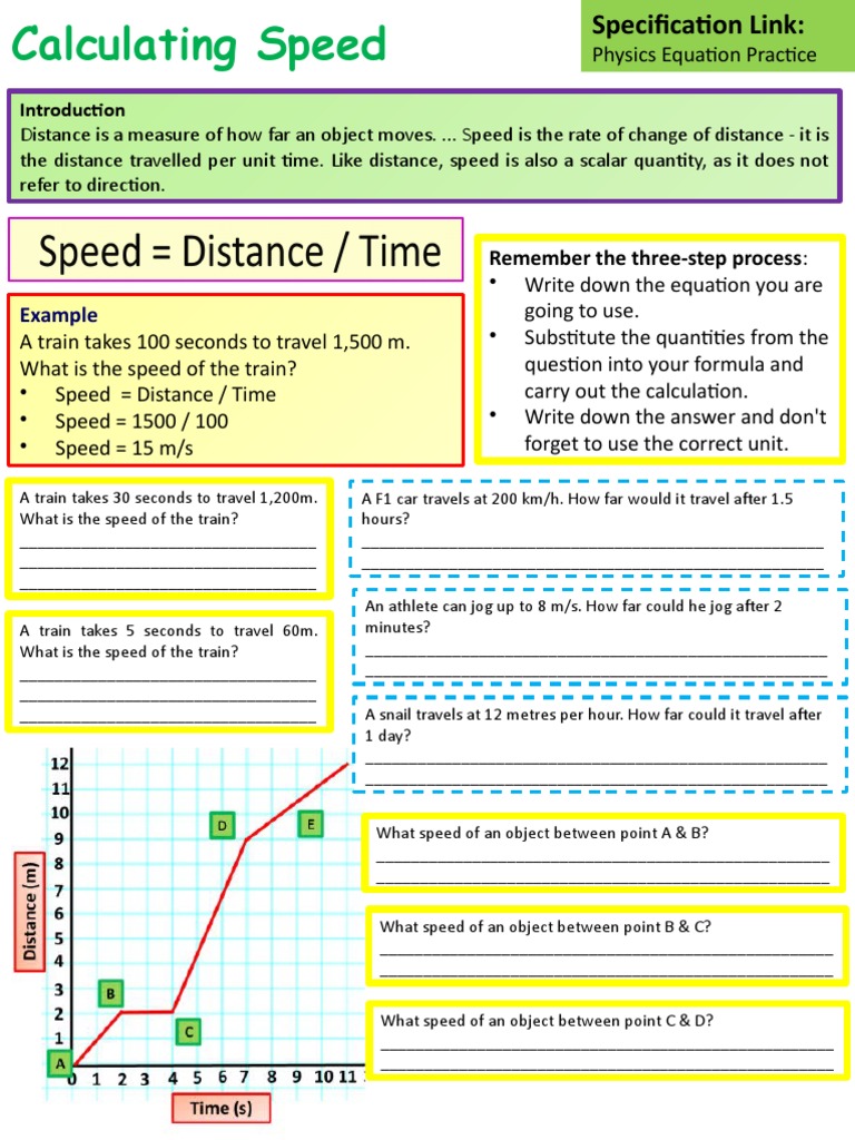 Calculating Speed: Physics Equation Practice | PDF | Speed | Classical ...