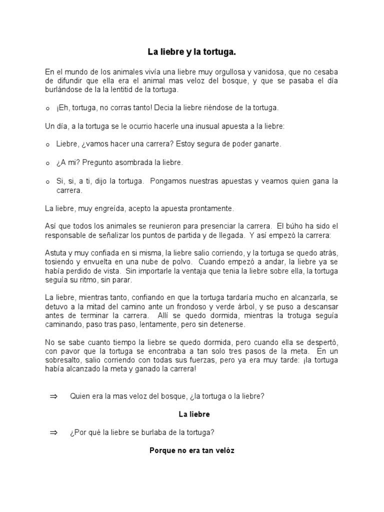 La Liebre y La Tortuga | PDF