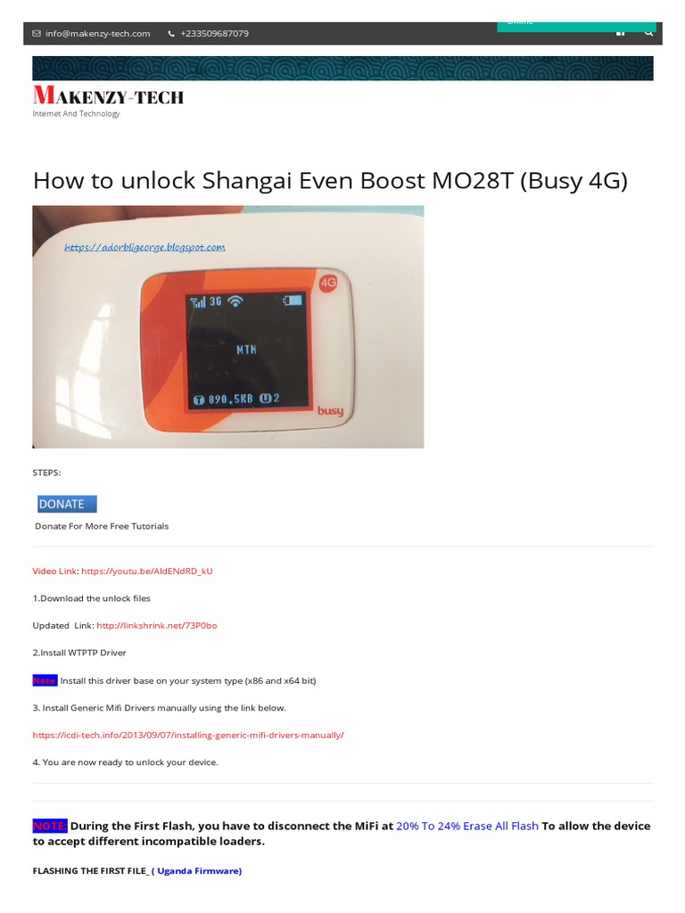 How To Unlock Shangai Even Boost MO28T (Busy 4G) - MAKENZY-TECH | PDF ...