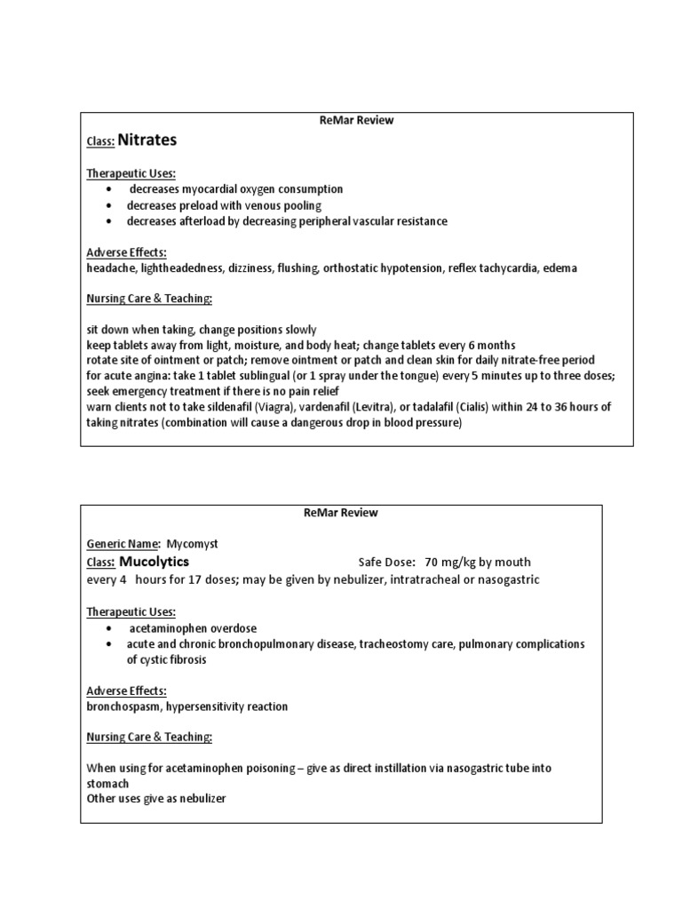 Remedial Drug Cards | PDF | Rtt | Drugs