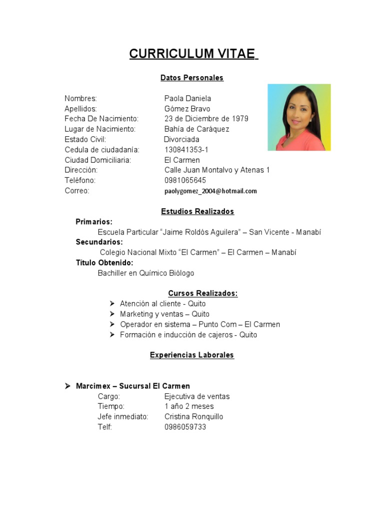 Curriculum Vitae Paola. (Paola Gomez) | PDF
