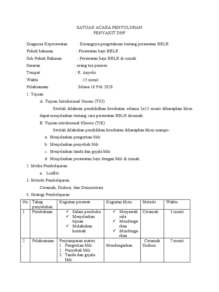 SAP Perawatan BBLR Di Rumah | PDF